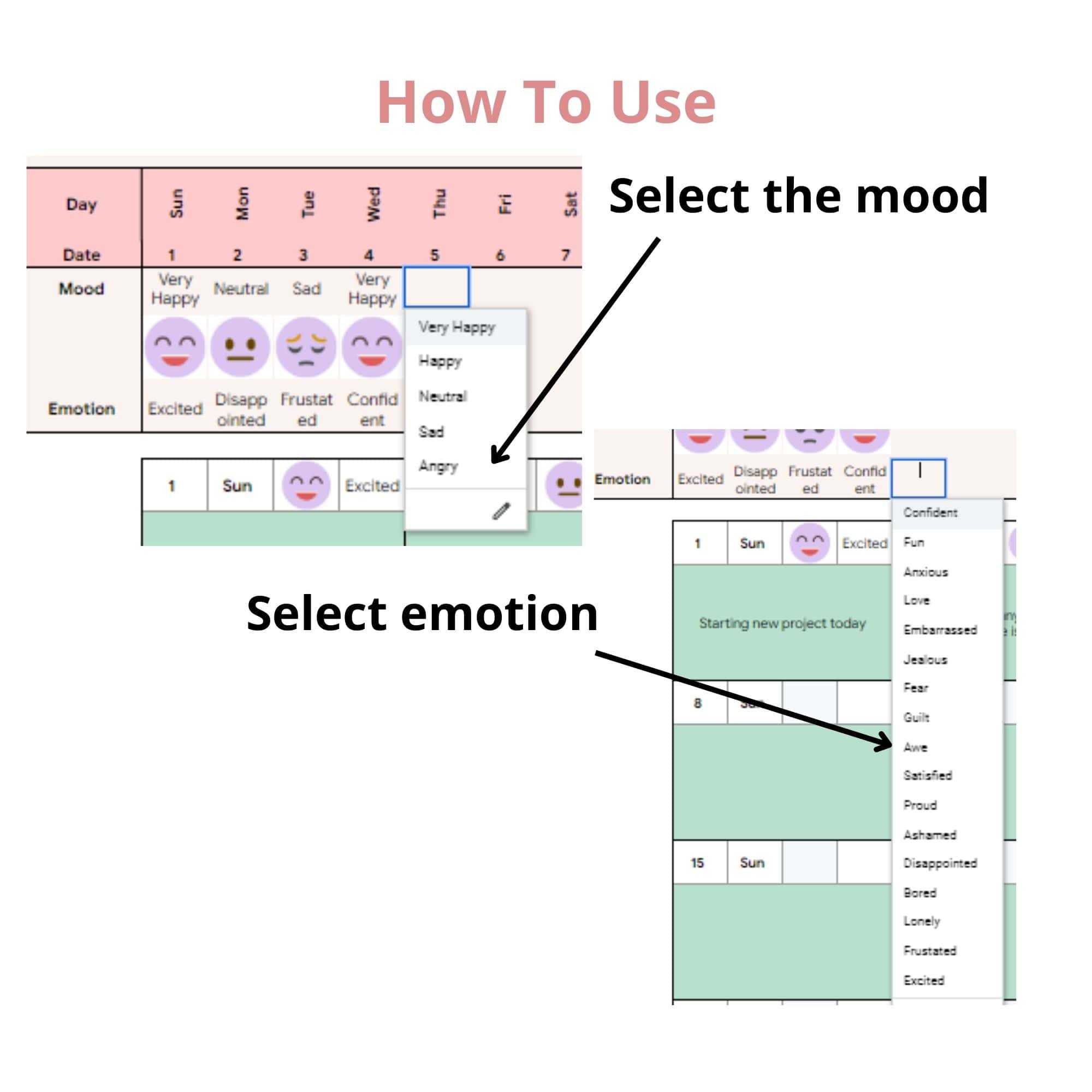 Simple Mood Tracker Spreadsheet - For Busy Bee's