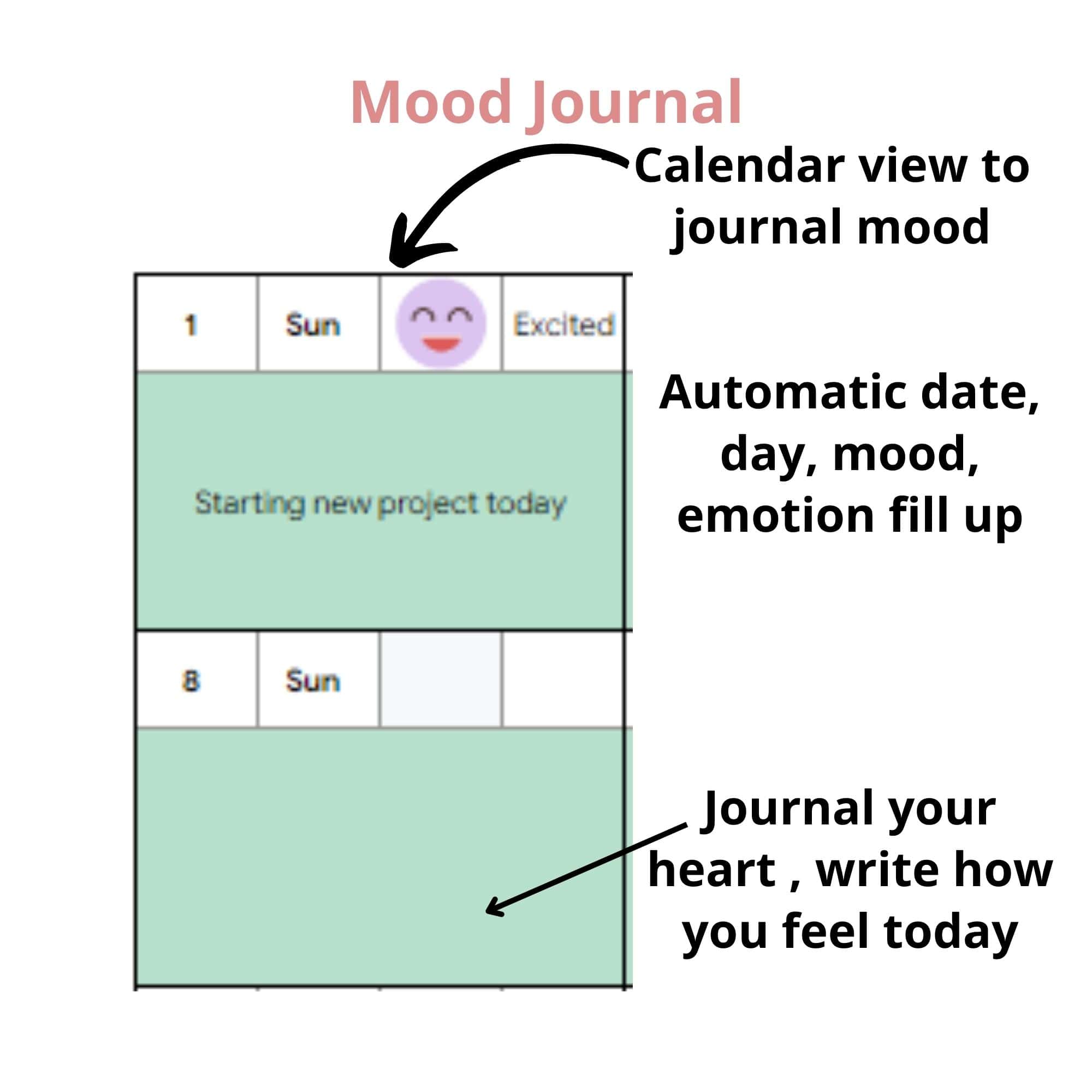 Simple Mood Tracker Spreadsheet - For Busy Bee's